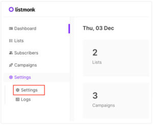 How to set up the TurboSMTP settings for Listmonk